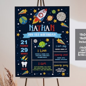 Outer Space Birthday Milestone Sign Boy 1st Birthday Sign Planets ...