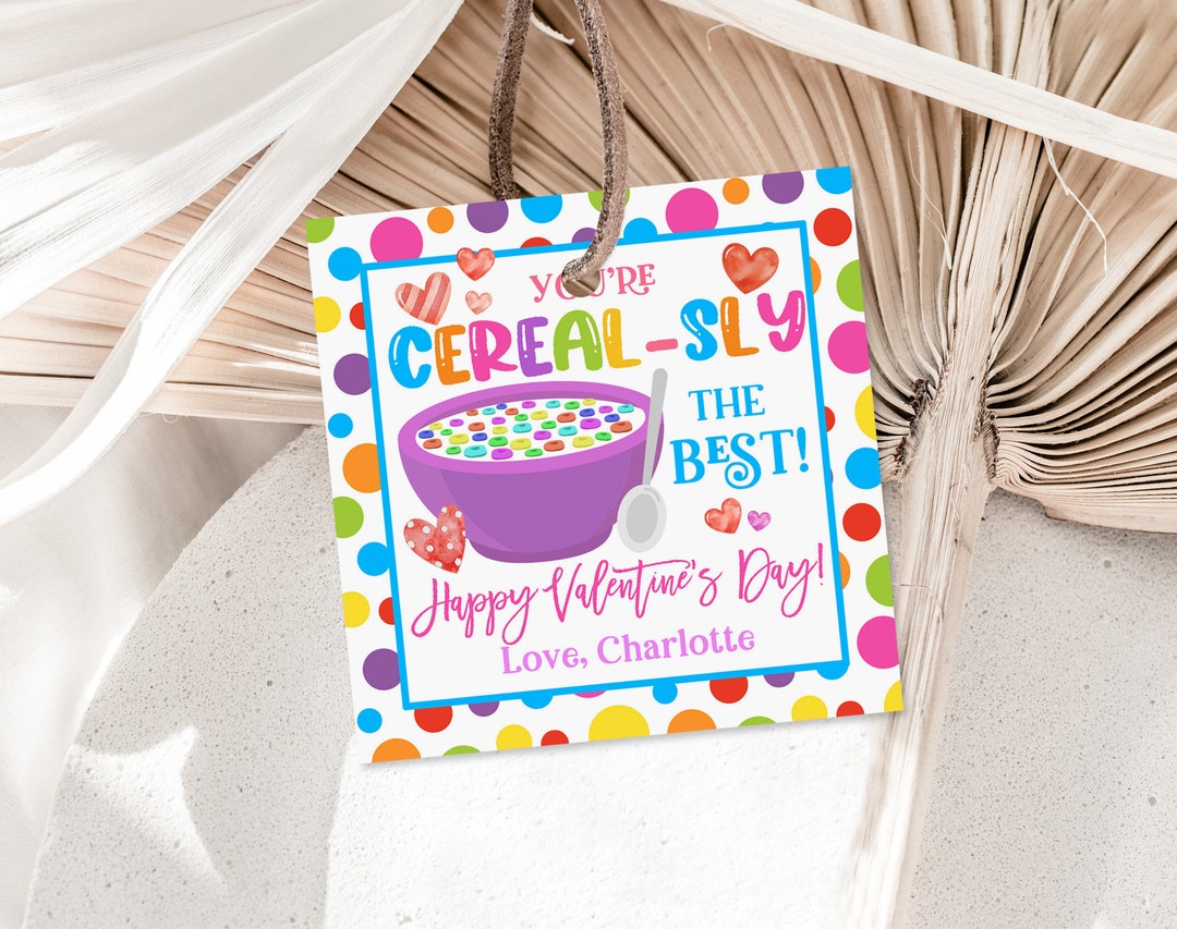 Valentine's Cereal Gift Tags Valentine Cerealsly Label Kids Preschool ...