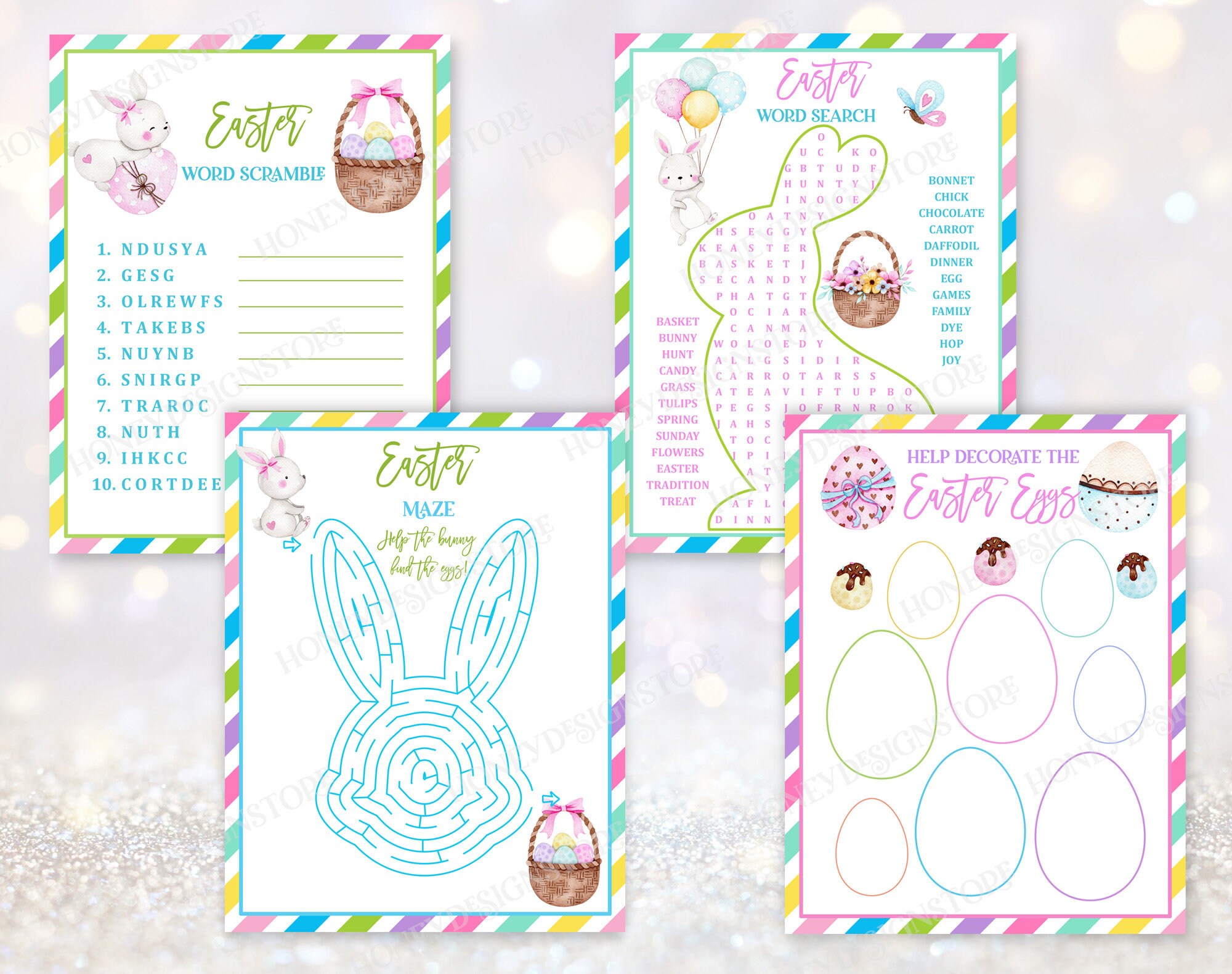 Easter Game Printables Family Games Set Party Games Activity - Etsy