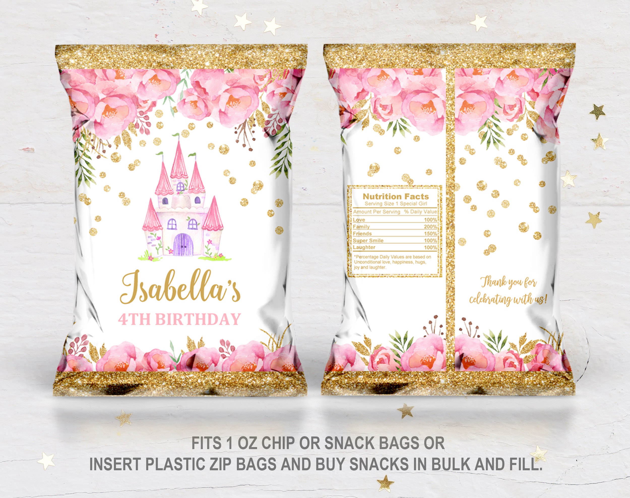 Princess Chip Bags / Princess Birthday Party Favors / INSTANT - Etsy
