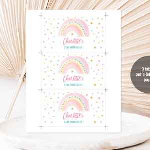 Rainbow Birthday Gable Box Label Colorful Pastel Rainbow Party Gift Box ...