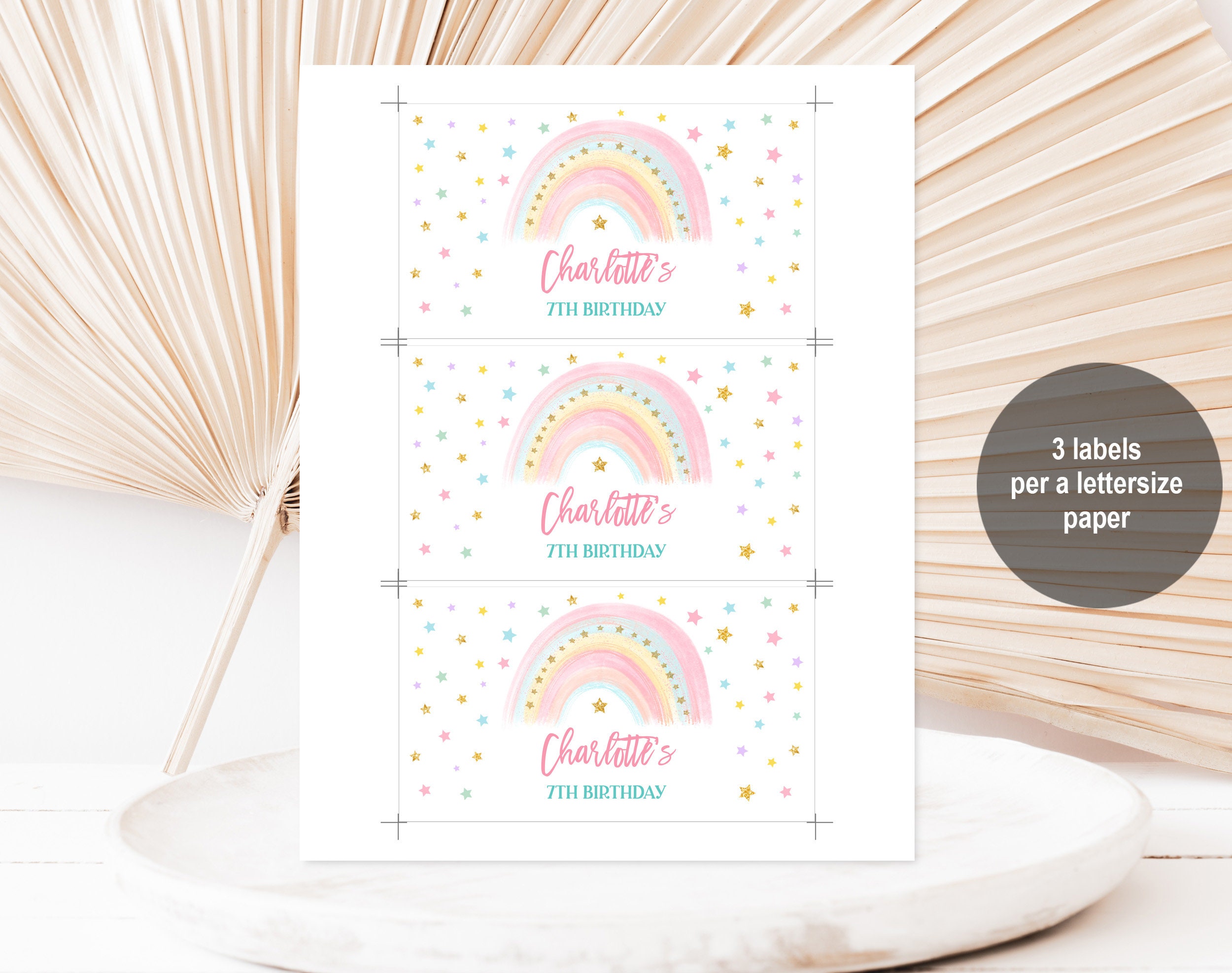 Rainbow Birthday Gable Box Label Colorful Pastel Rainbow Party - Etsy