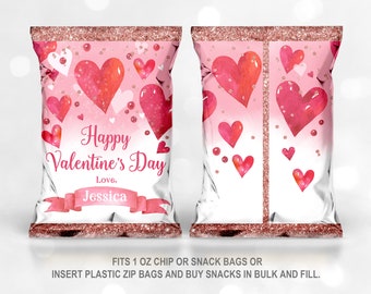 Valentine's Day Chip Bag, Valentine's Day Treats, Valentine's Day Favor ...