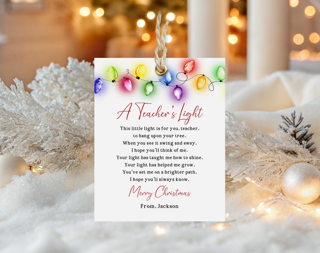 Teacher Gift Tags: Christmas Printable With Poem (editable, 3 Sizes ...