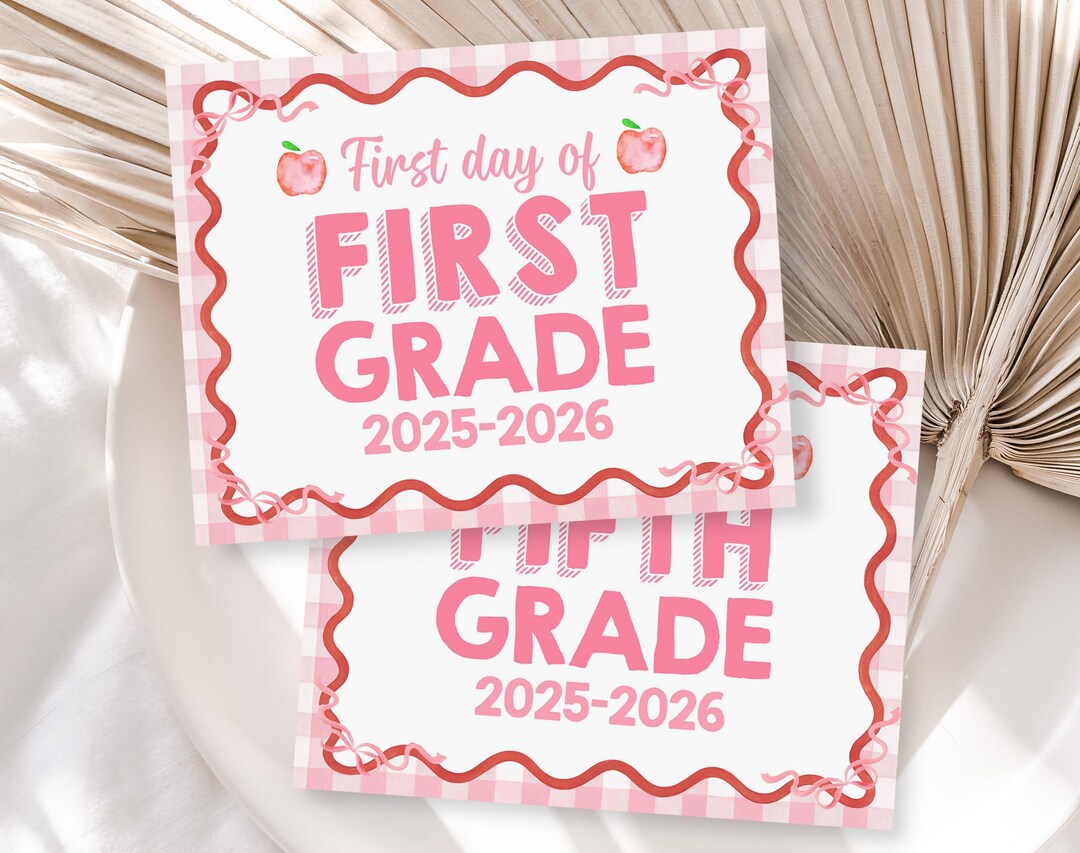 First Day of School Sign - Editable Pink Bow Chalkboard Printable - Etsy