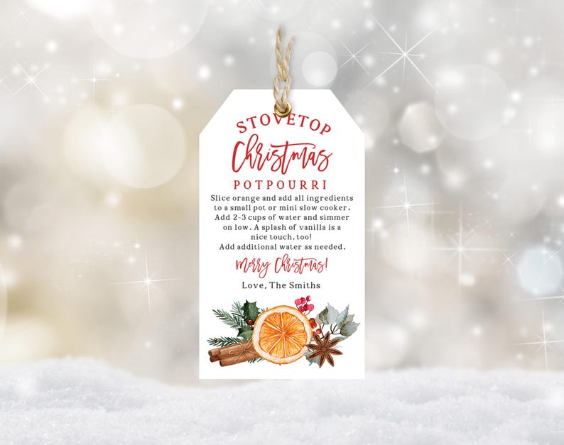 Printable Holiday Gift Tags: Simmering Potpourri Christmas (cht106) - Etsy