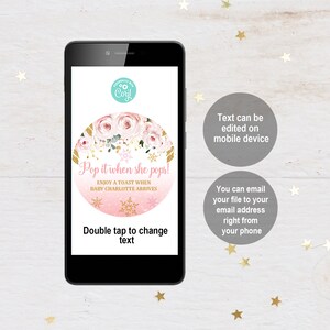 Winter Pop It Tag Floral Snowflake Pop It When She Pops Tag Baby Shower ...