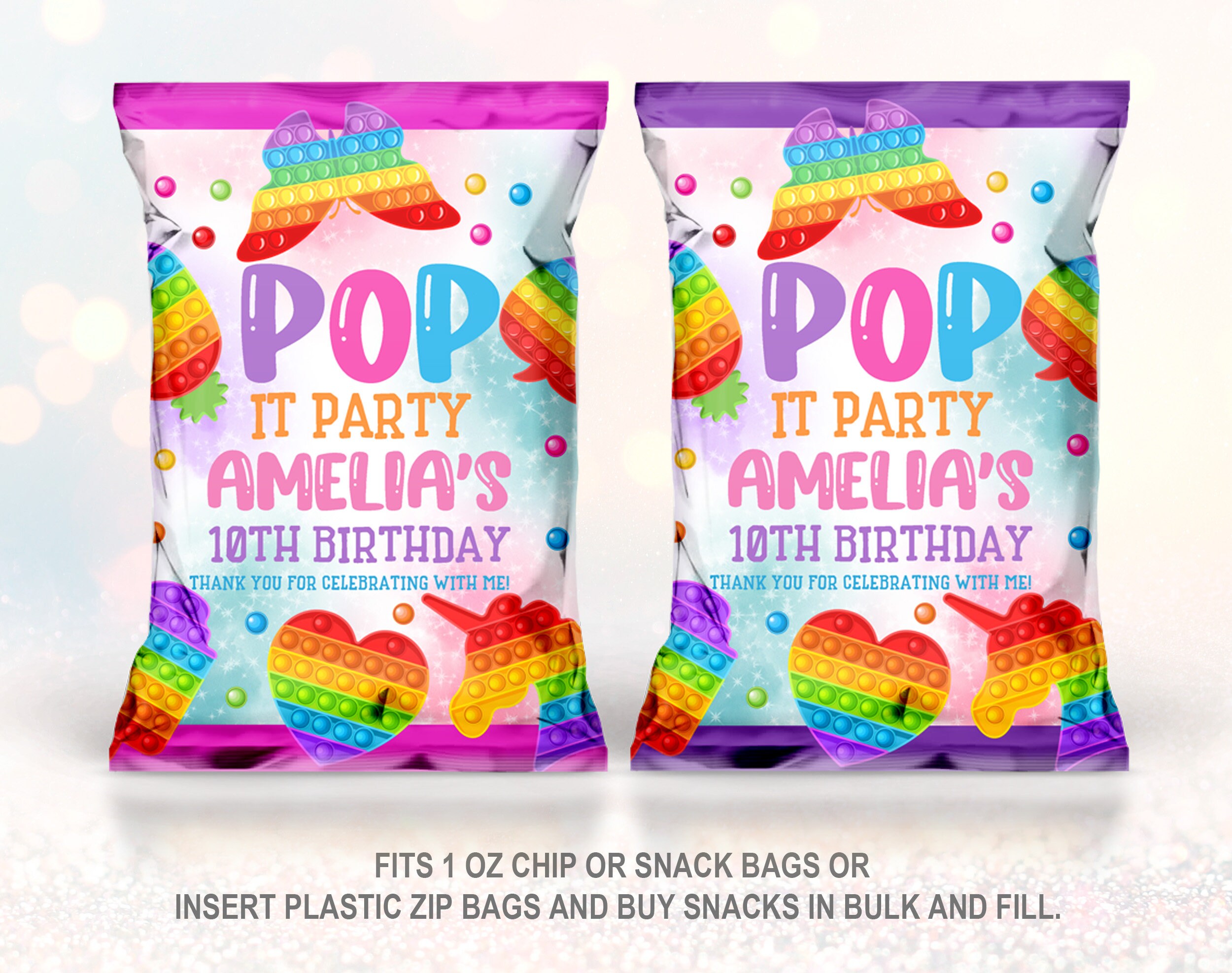 Paper Pop It Rice Krispies Treats Wrapper Printable Party Favor Fidget ...