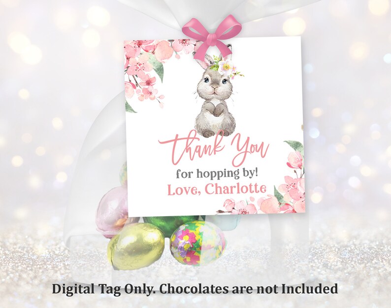 Bunny Birthday Thank You Tags Rabbit Label Spring Party Easter - Etsy