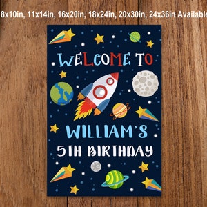 Outer Space Welcome Sign Set Astronaut Birthday Sign Bundle Planets ...