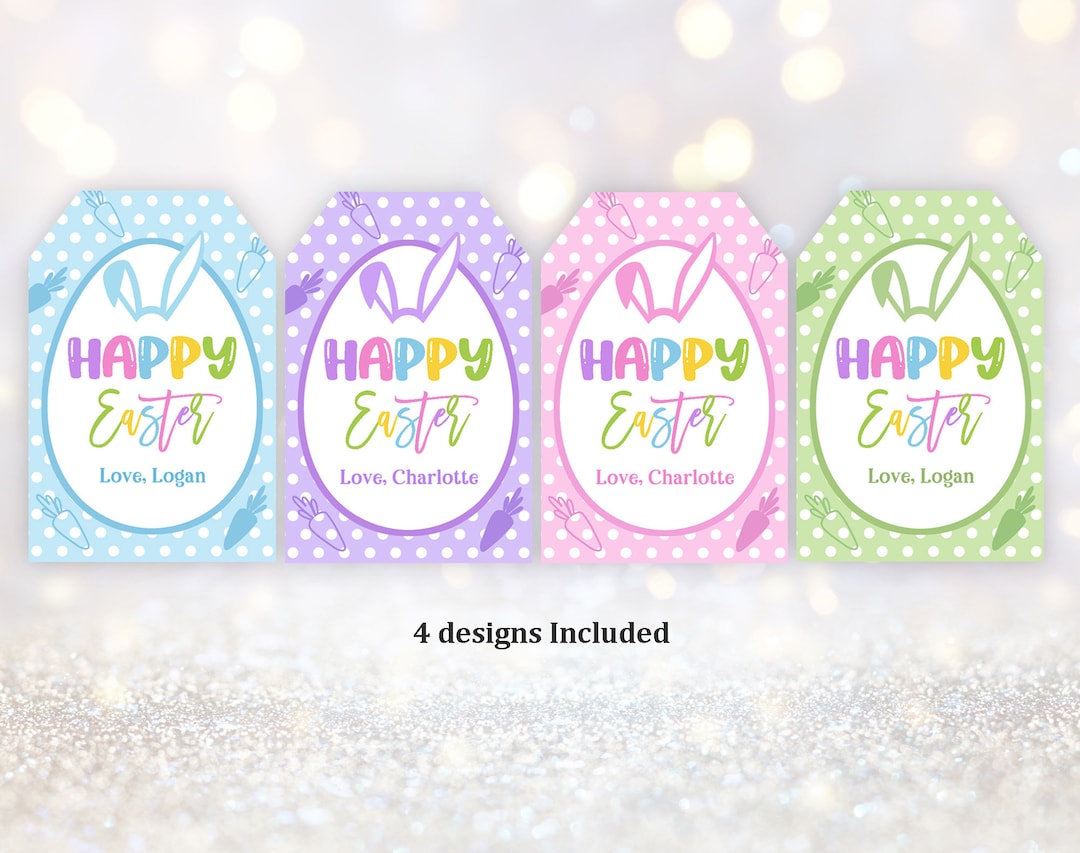 Easter Tags Gift Favor Tags Bunny Card Pastel Basket Label Kids ...
