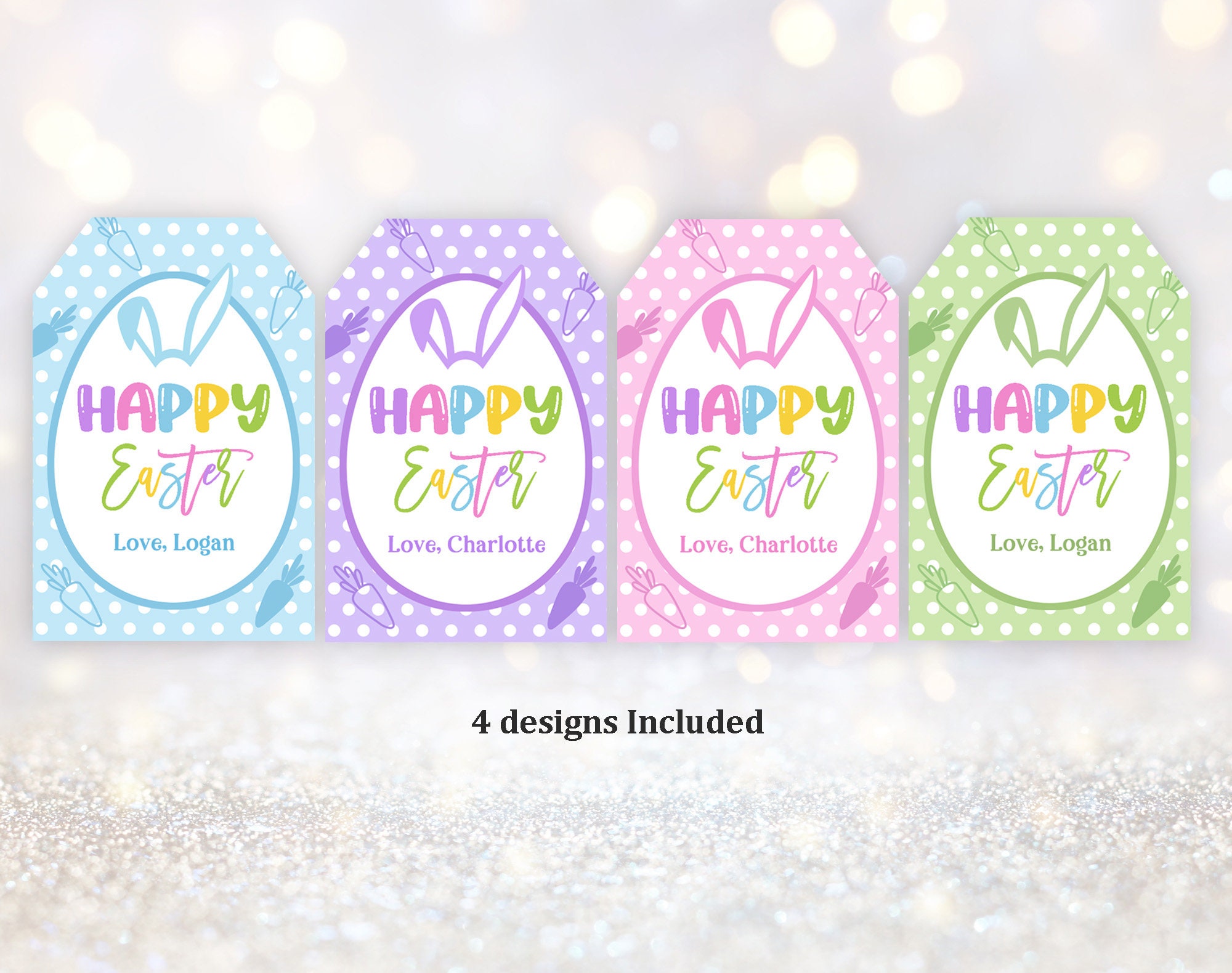 Easter Tags Gift Favor Tags Bunny Card Pastel Basket Label - Etsy