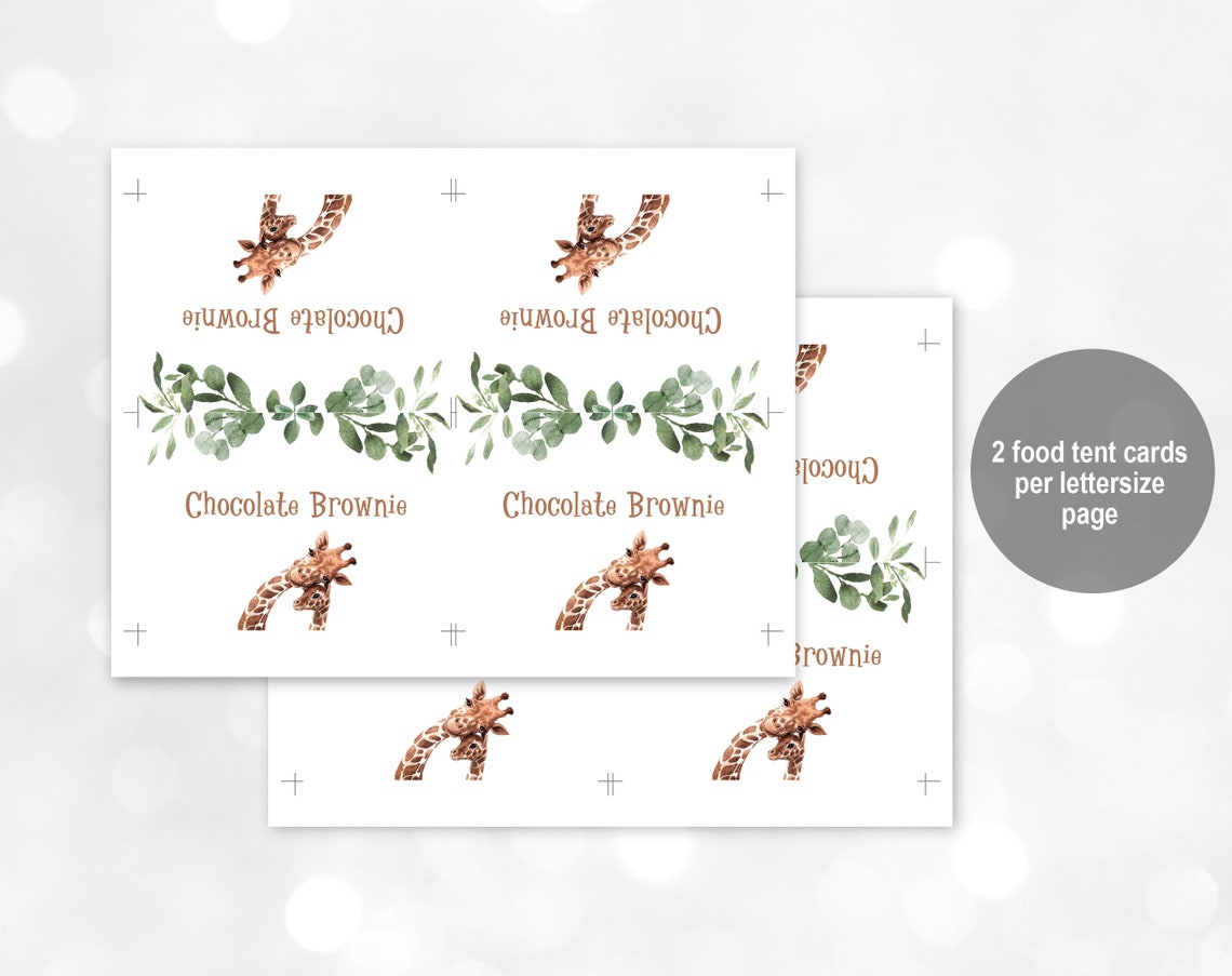 Giraffe Baby Shower Food Tent Card/ Printable Food Place Card/ - Etsy