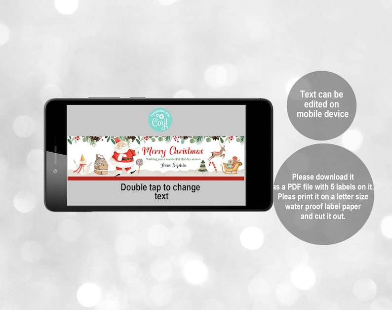 Christmas Water Bottle Labels, Santa Design, Editable (printable Party ...