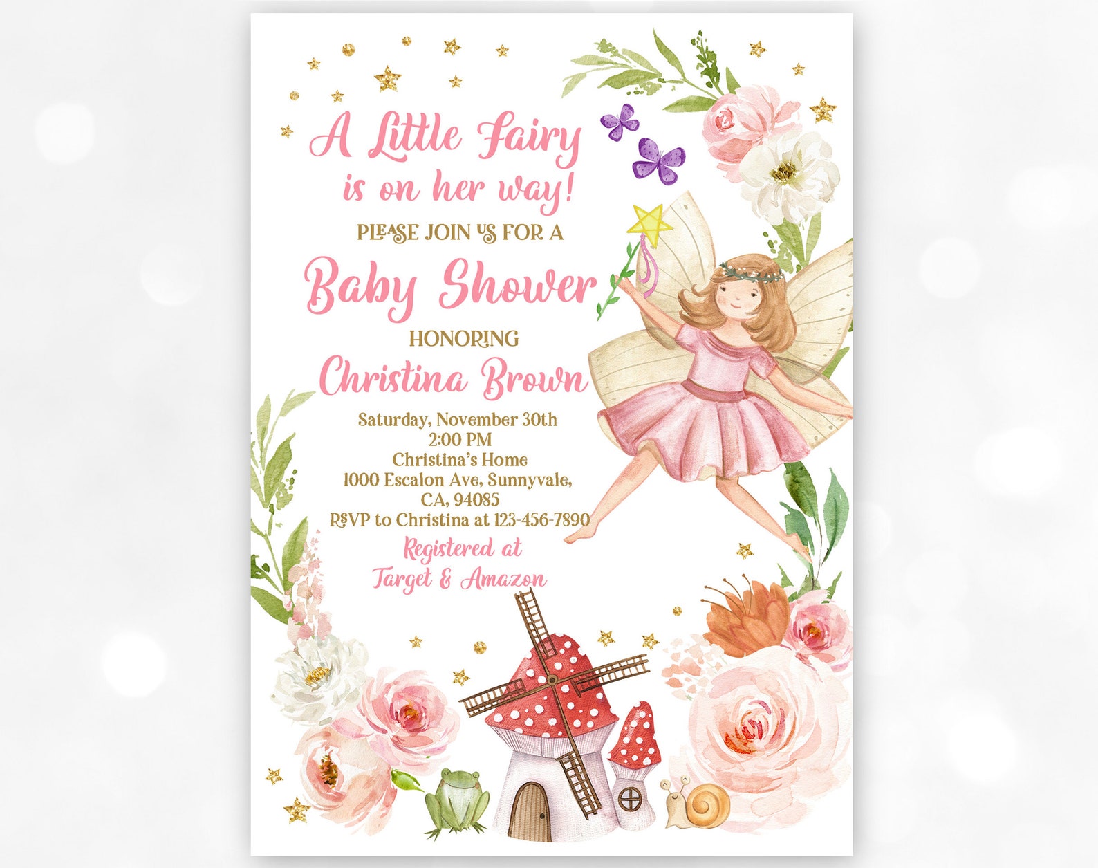 Fairy Baby Shower Invitation Enchanted Fairy Garden Invite | Etsy