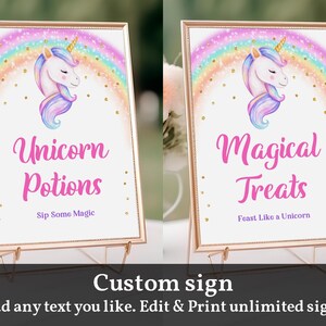 Unicorn Custom Sign Rainbow Unicorn Birthday Party Sign Table ...