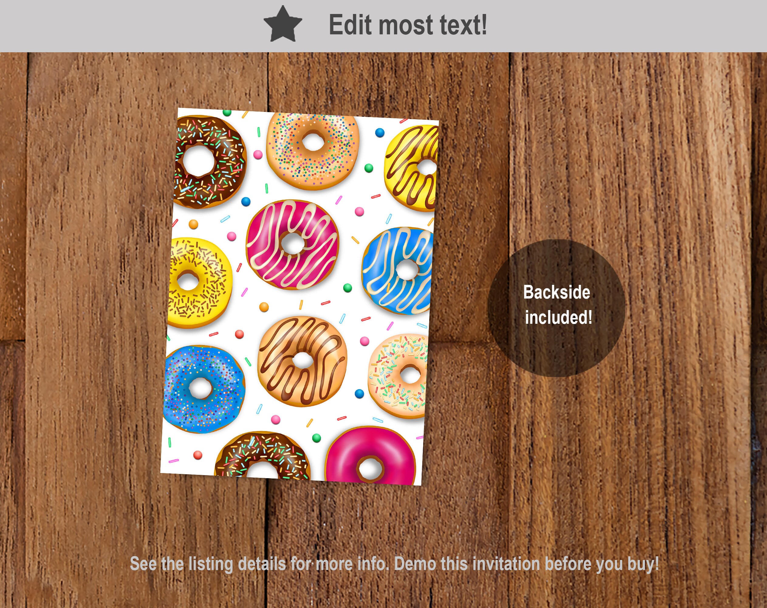 Donut Birthday Invitation Sweet Celebration Party Invite Donut | Etsy