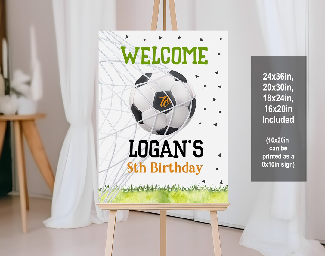 Soccer Birthday Welcome Sign Soccer Party Welcome Poster Sports ...