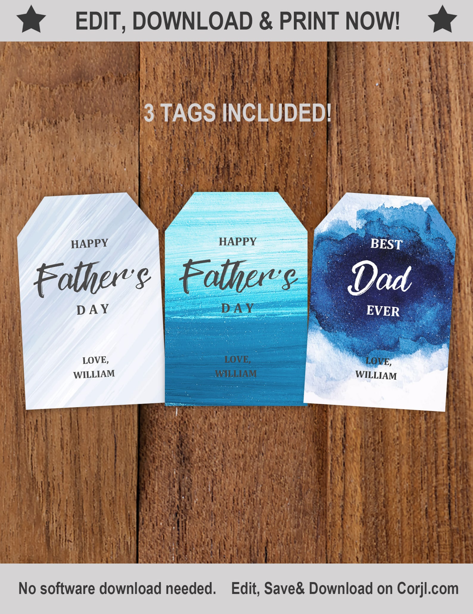 Fathers Day Tags/ 3 Designs Included /INSTANT DOWNLOAD/ - Etsy