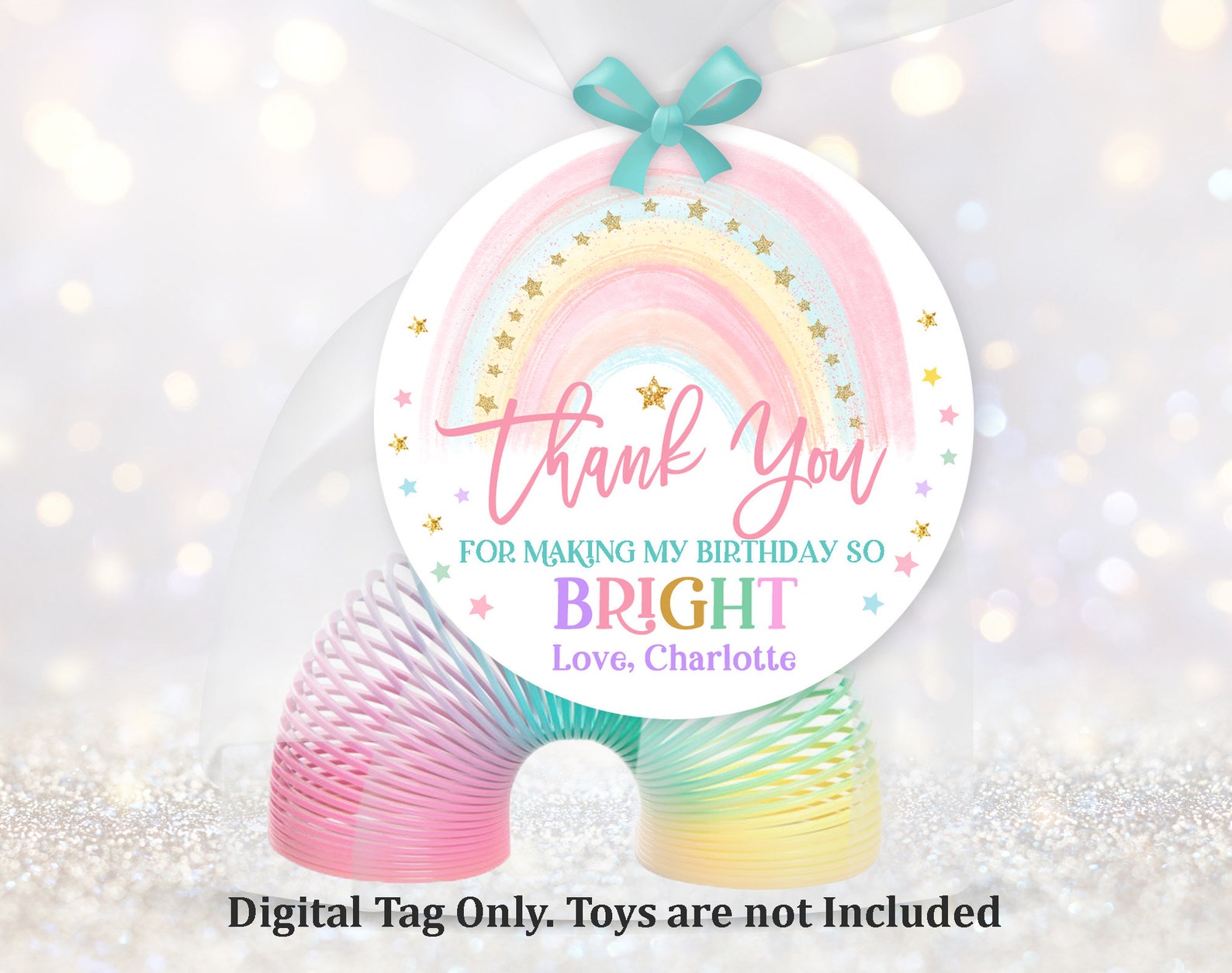 Rainbow Birthday Label Pastel Rainbow Favor Round Sticker - Etsy