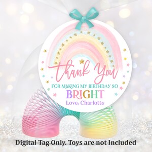 Rainbow Birthday Label Pastel Rainbow Favor Round Sticker - Etsy