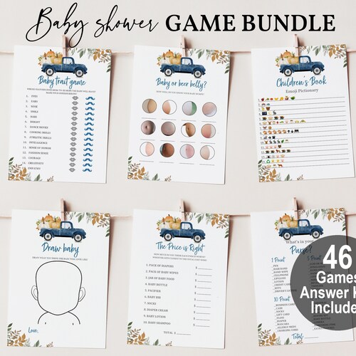 Pumpkin Truck Baby Shower Game Bundle Pumpkin Fall Autumn Game - Etsy