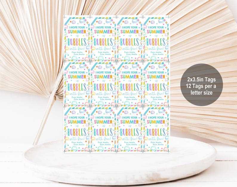 Bubble Favor Tags: End of School Year Printable (editable Summer Labels ...