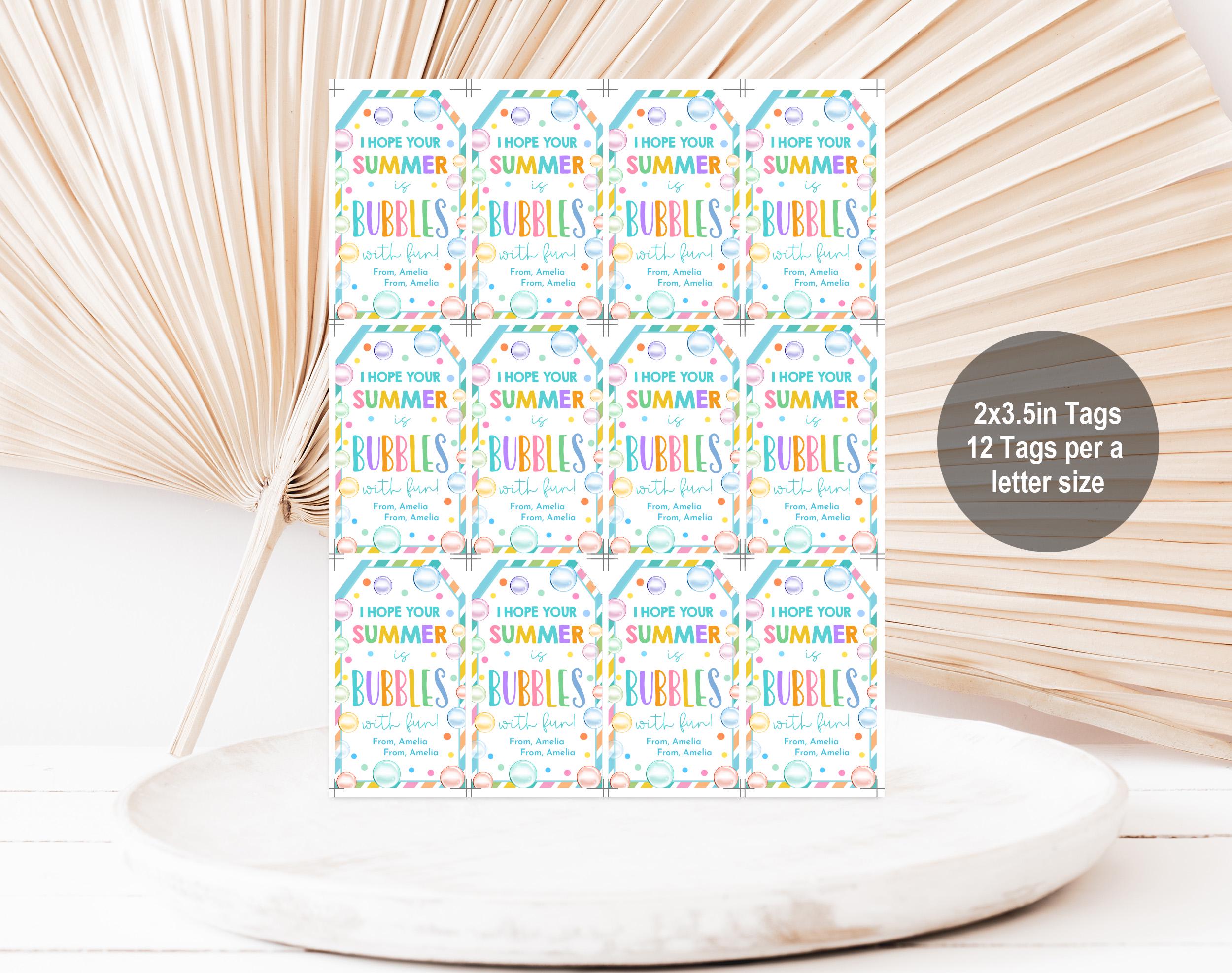 Bubble Favor Tags: End of School Year Printable (editable Summer Labels ...