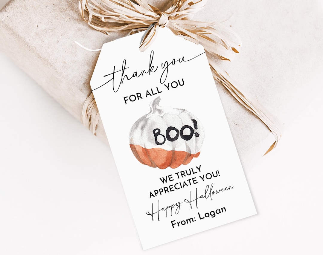 Thank You for All You Boo Tag Halloween Tag Printable Editable Favor ...