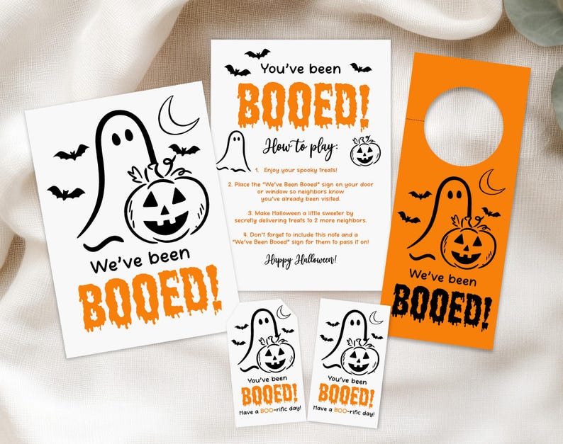 You've Been Booed Halloween Kit: Printable Tags, Sign, Door Hanger - Etsy
