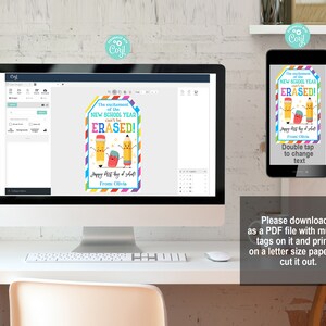 Eraser Back to School Supplies Tag Pencil Gift Tag First Day of School ...