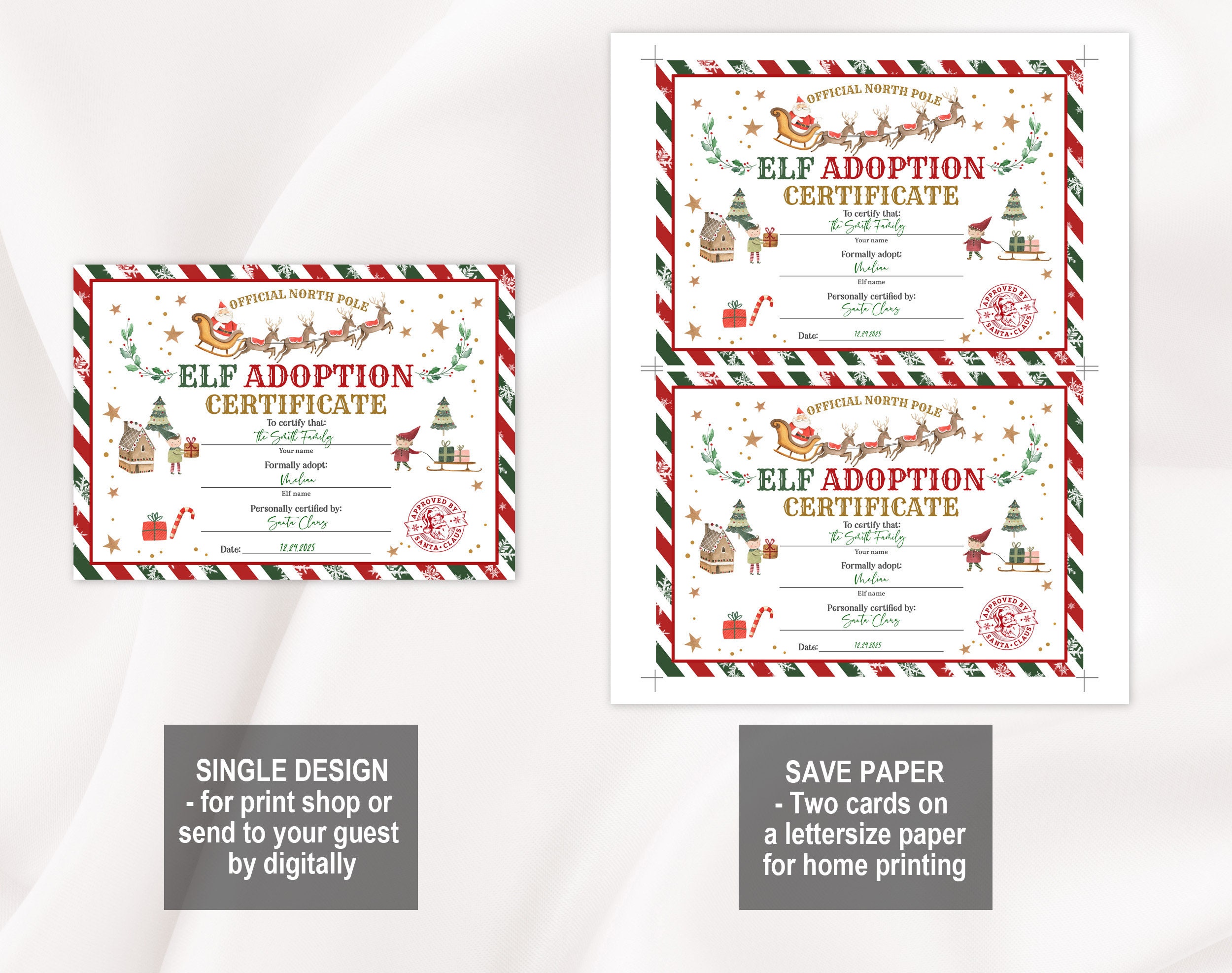 Elf Adoption Certificate: Editable Christmas Printable Letter Eado2 - Etsy