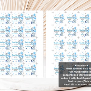 Elephant Baby Shower Favor Tag Thank You Label Blue Silver Confetti Boy ...