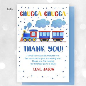 Train Birthday Thank You Card Template Thank You Notes Chugga - Etsy