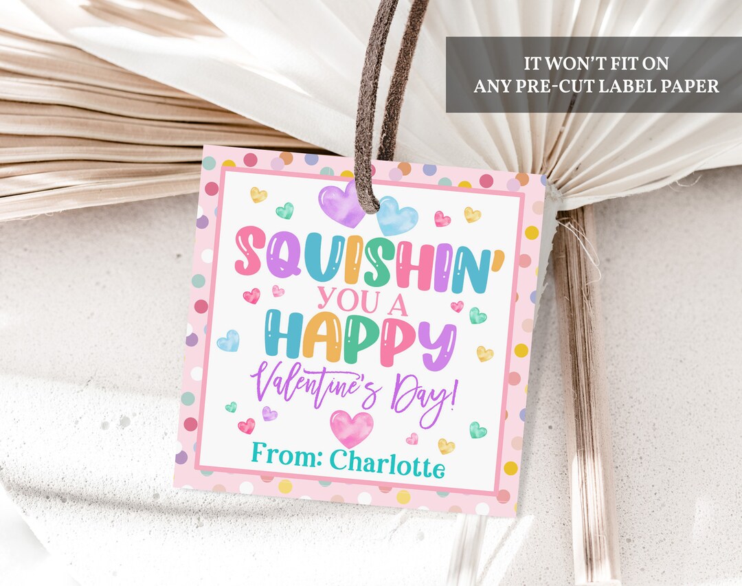 Squishy Valentine Labels: Printable Pastel Tags for School (editable ...