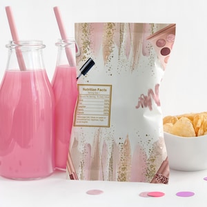 Editable Spa Birthday Chip Bag Spa Party Snack Treat Bag Glam Party ...