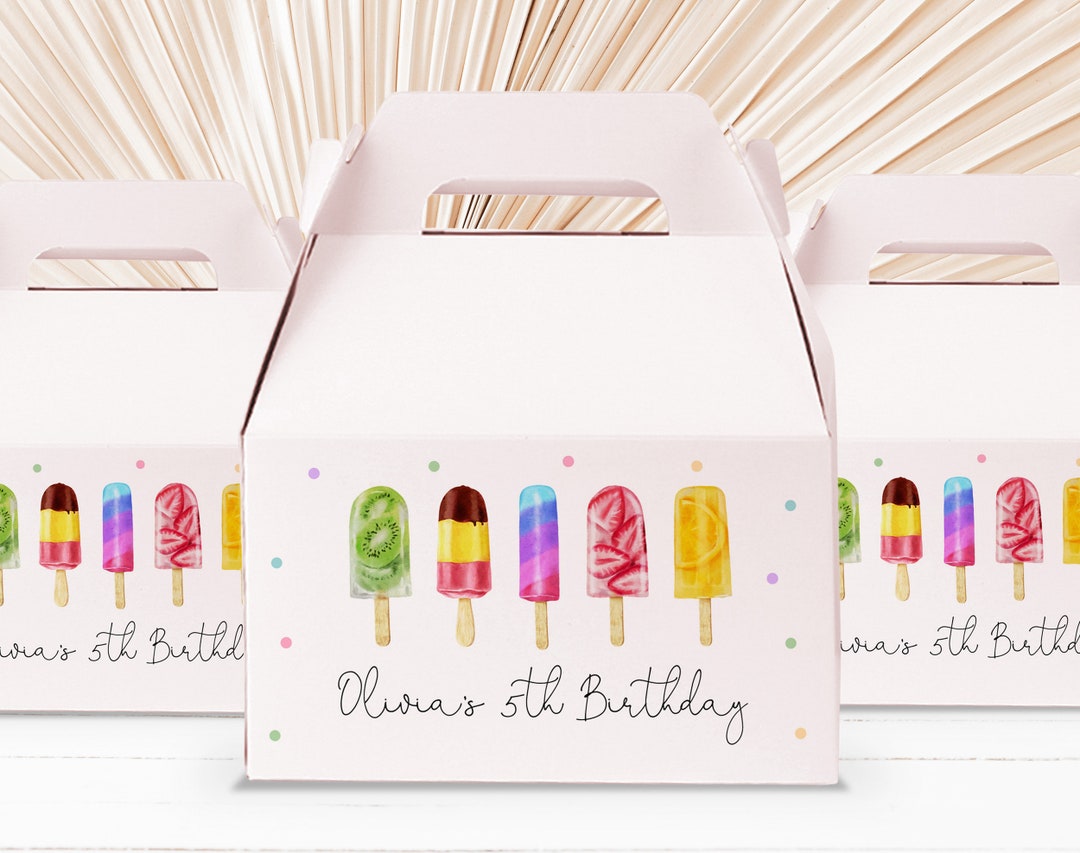 Popsicle Birthday Gable Box Label Pool Party Thank You Label Ice Cream ...