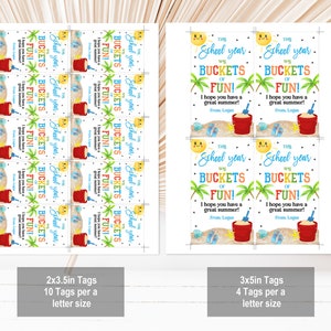 Buckets of Fun Tag Summer Break Gift Tag Last Day of School End of ...