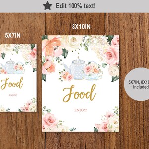 Tea Party Food Sign 5x7in, 8x10in Included Baby Shower Printable Signs ...