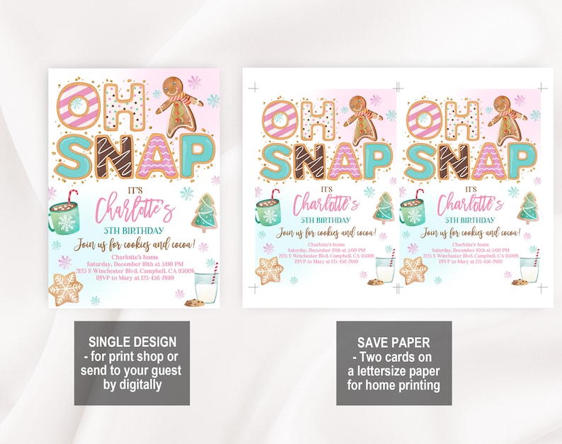 Christmas Cookie Birthday Invitation Oh Snap Cookie Decoration - Etsy
