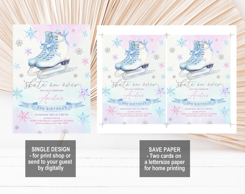 Ice Skating Party Invitation: Winter Birthday Theme (canva Editable ...