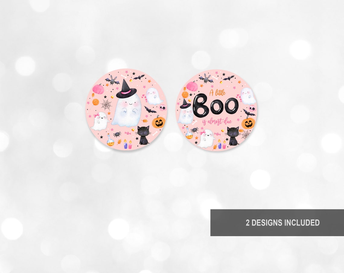 Halloween Baby Shower Cupcake Toppers Pink Ghost Favor Tags - Etsy