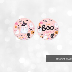 Halloween Baby Shower Cupcake Toppers Pink Ghost Favor Tags Label Ghost ...