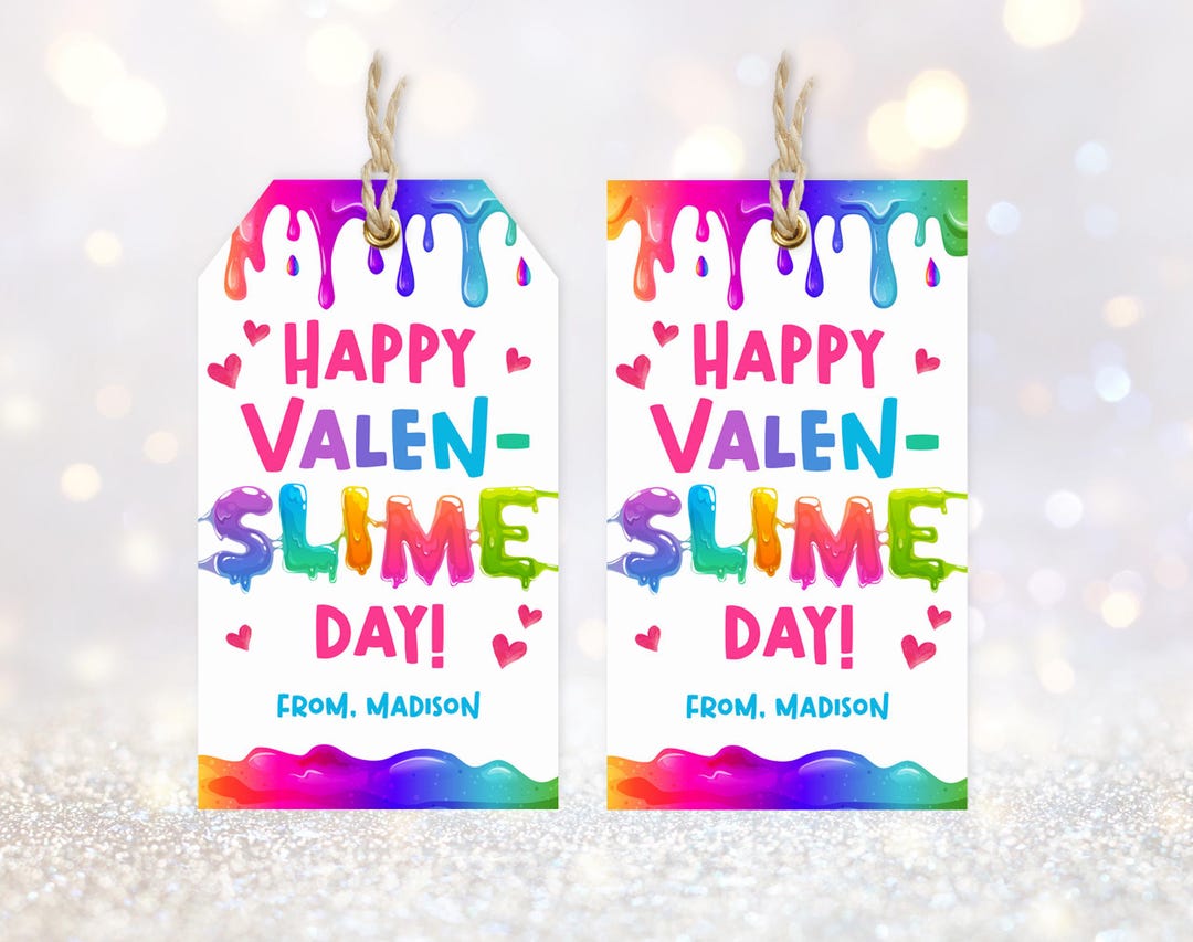 Valentine's Day Tag: Slime Design, Printable - Personalized, Vat99 - Etsy