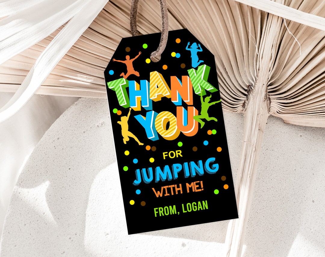 Jump Favor Tags Jump Trampoline Birthday Favor Tags Bounce House Thank ...