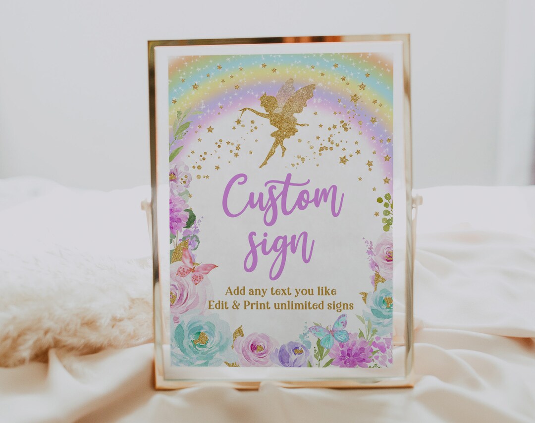 Fairy Party Custom Sign Fairy Birthday Table Sign Fairy Forest - Etsy
