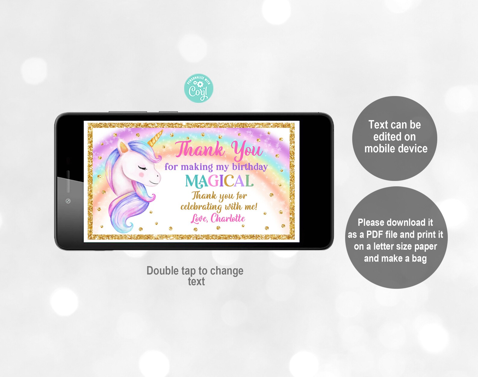 Unicorn Birthday Gable Box Label Rainbow Magical Gift Box - Etsy