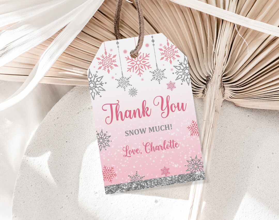 Winter Snowflake Birthday Thank You Favor Tags EDITABLE, Download Bir8 ...