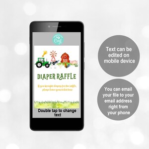Farm, Tractor Diaper Raffle Sign 8x10in, 5x7in Included EDITABLE ...