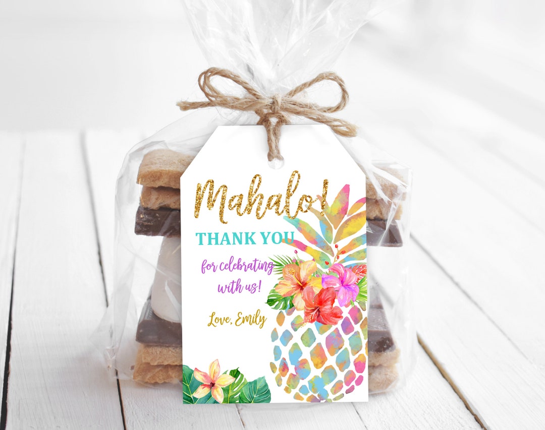 Pineapple Drive by Favor Tag Birthday Parade Thank You Gift Tags ...